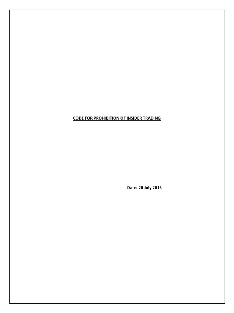 Code of Conduct - Insider Trading | PDF | Insider Trading | Board Of ...