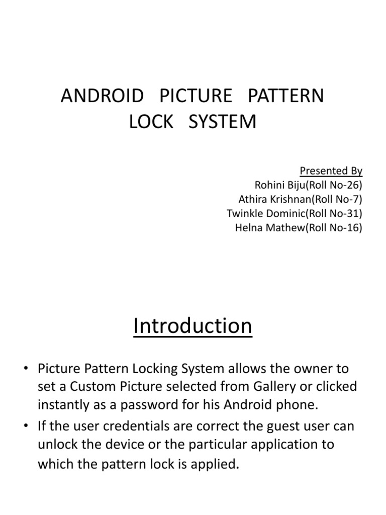 Android Picture Pattern Lock System | PDF | Android (Operating System ...