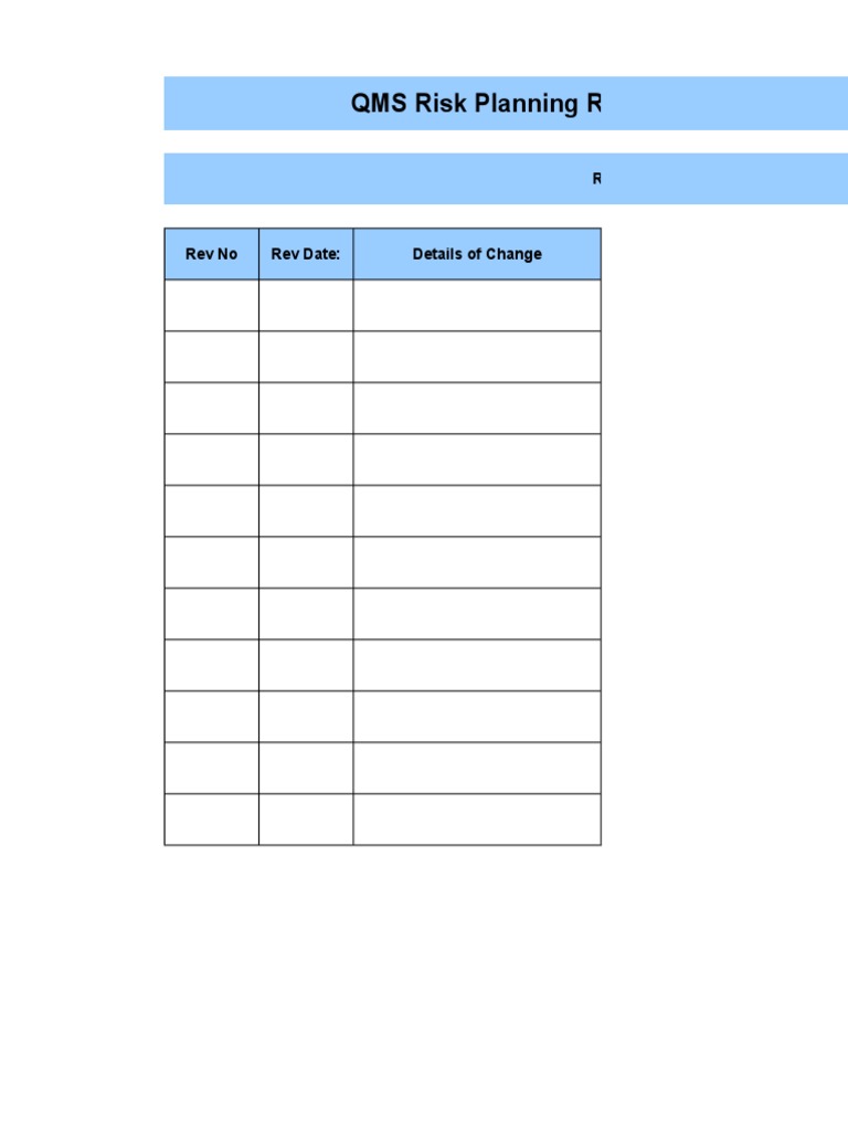 QMS Risk Planning Register | PDF | Risk | Risk Management