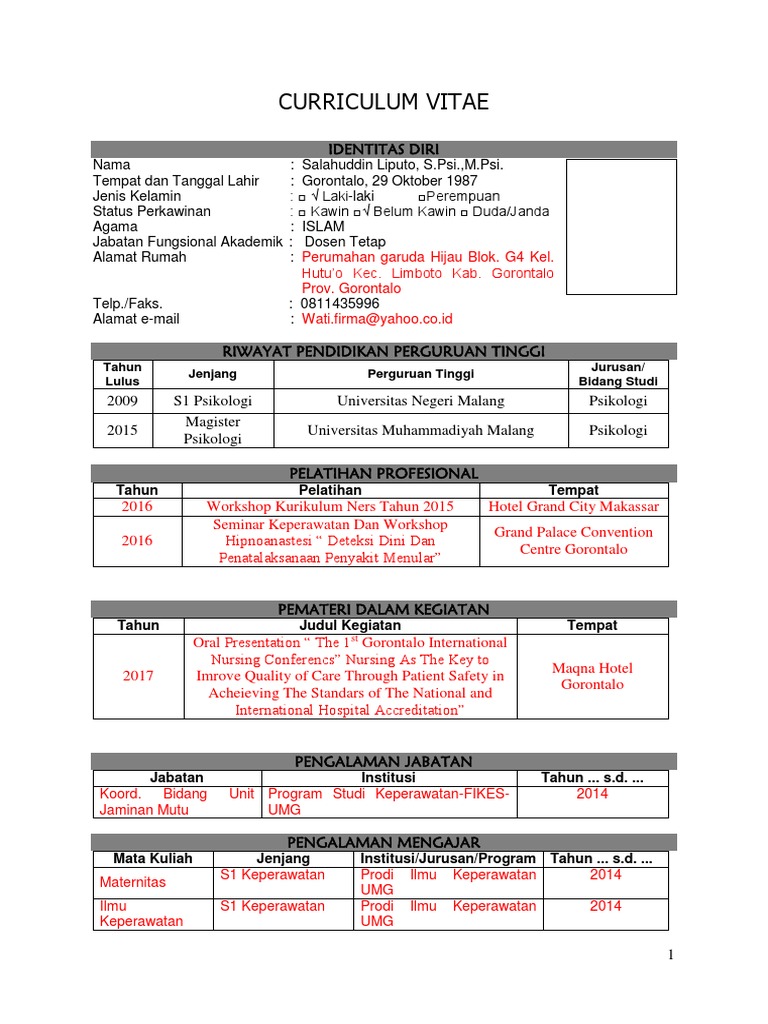 Curriculum Vitae Salahuddin Liputo | PDF