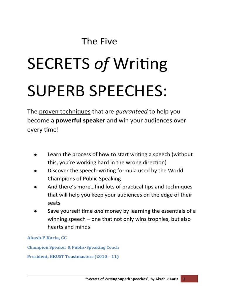 Secrets of Superb Speeches | PDF | Public Speaking | Books
