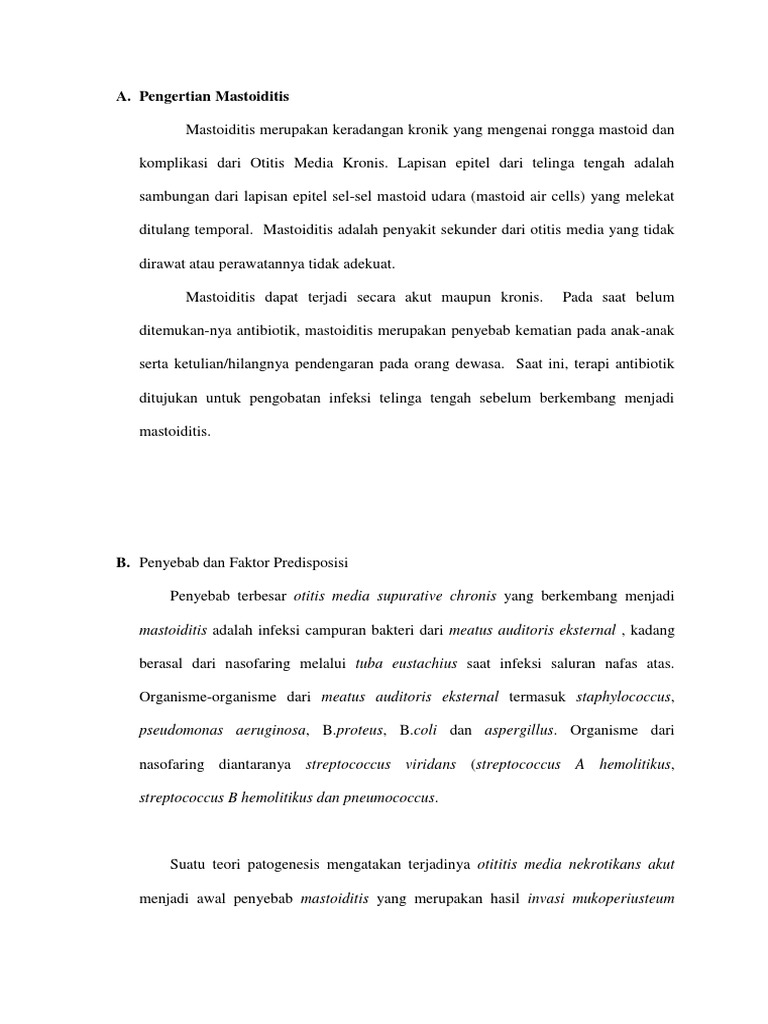 Mastoiditis: Penyebab, Gejala, dan Pengobatan | PDF
