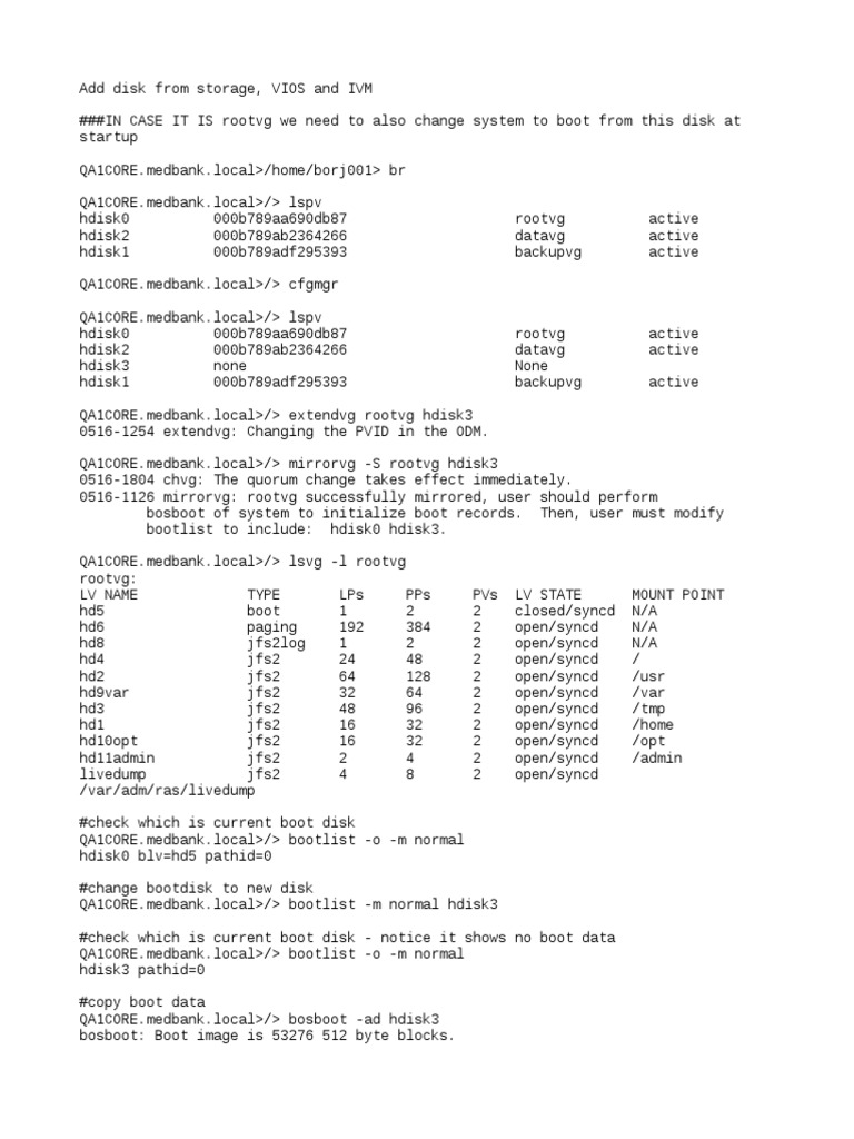 AIX Replace Disk by Mirroring | PDF | Utility Software | System Software