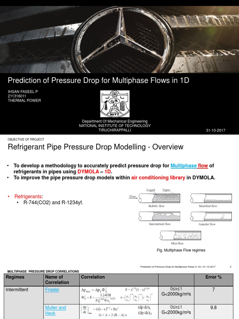 Prediction of Pressure Drop For Multiphase Flows in 1D: Ihsan Faseel P 211316011 Thermal Power ...