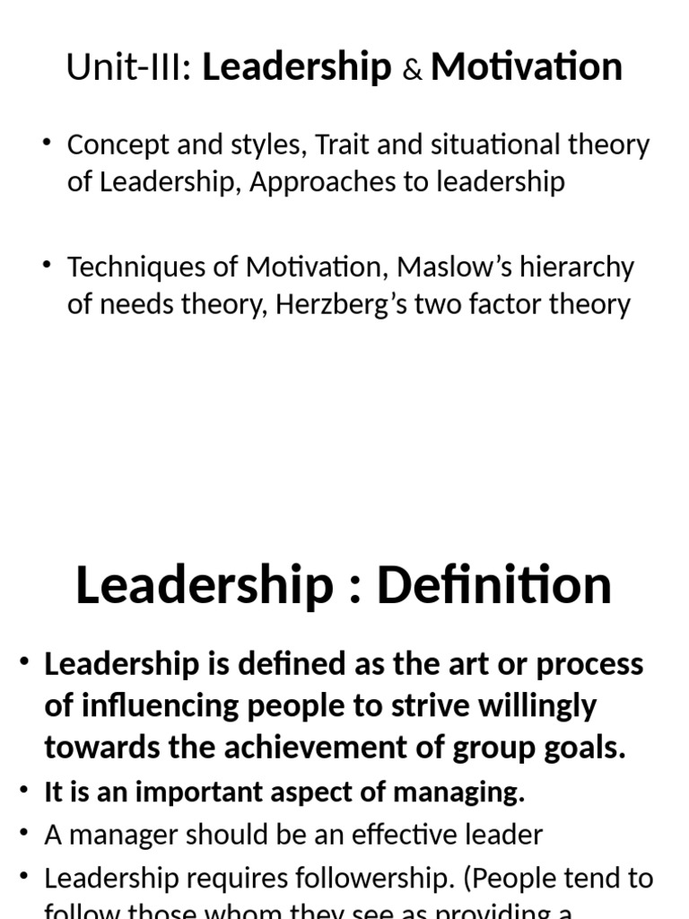 BOM Leadership Unit III | PDF | Transformational Leadership | Leadership