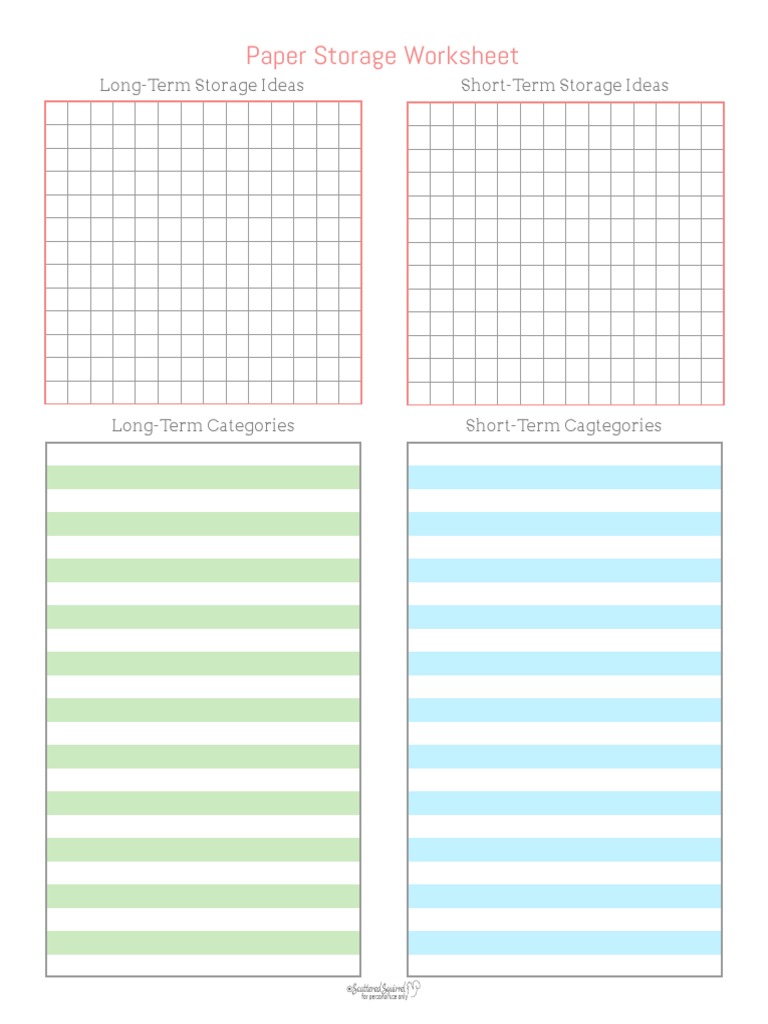 Paper Storage Worksheet | PDF
