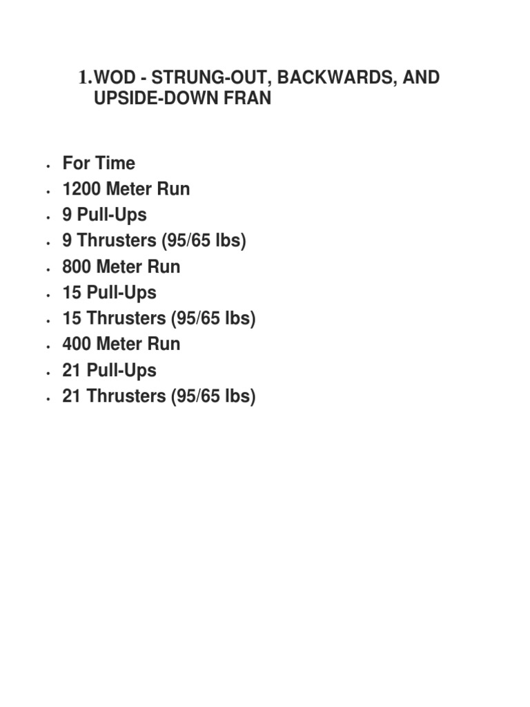 Wod - Strung-Out, Backwards, and Upside-Down Fran | Download Free PDF ...