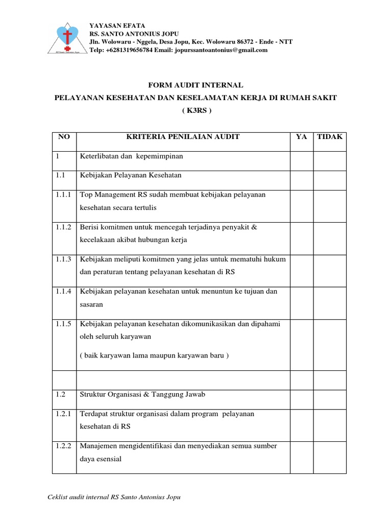 Ceklist Audit Internal | PDF