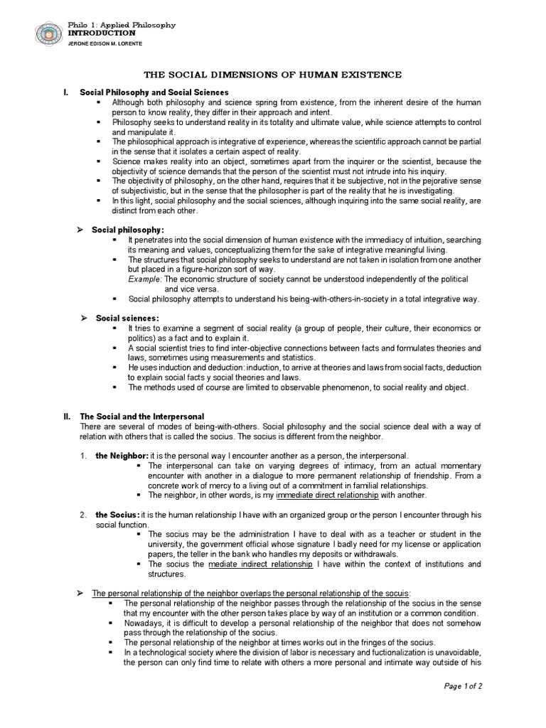 2 Introduction - The Social Dimensions of Human Existence | PDF ...