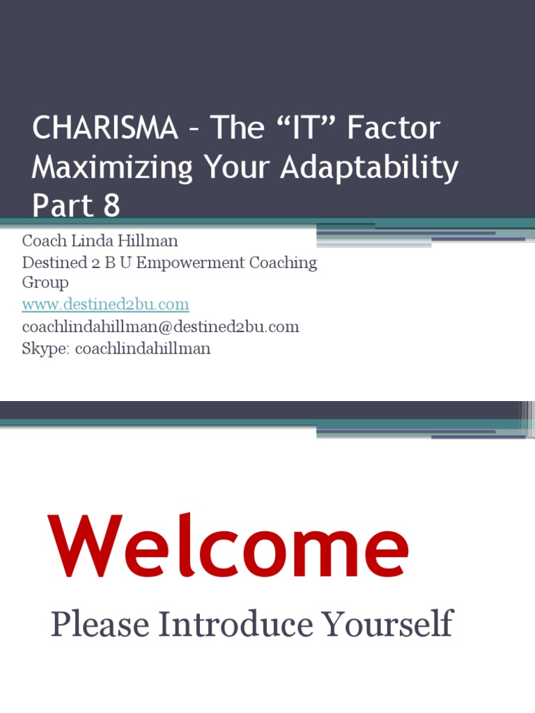 CHARISMA - The "IT" Factor Maximizing Your Adaptability | PDF | Applied ...