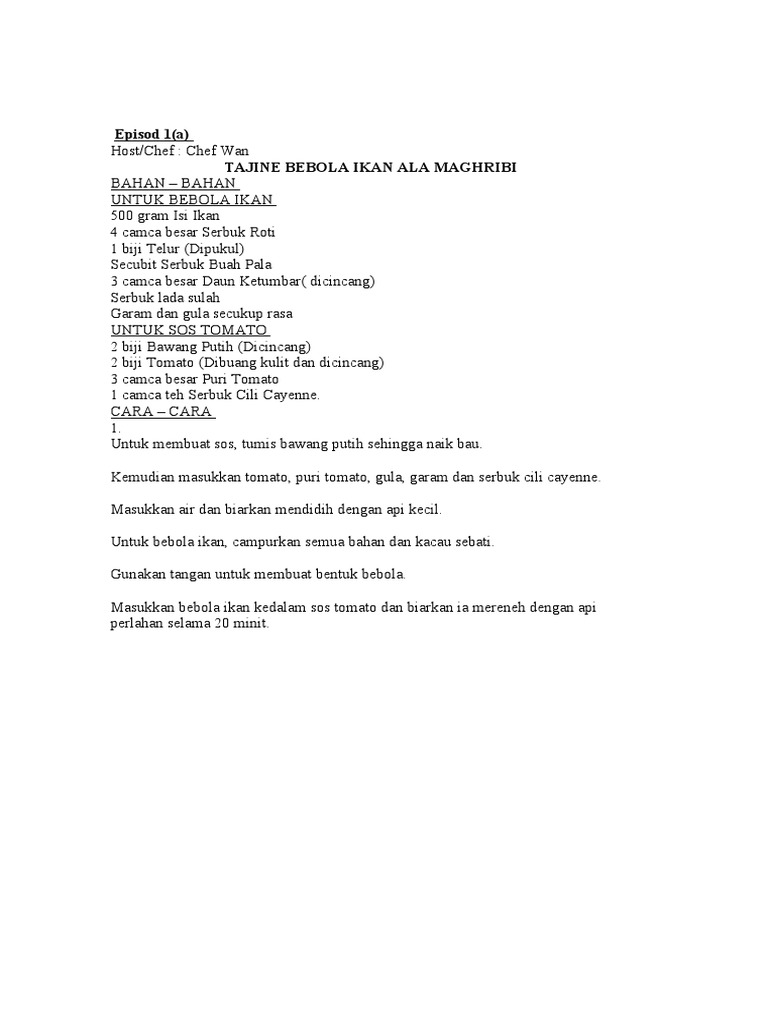 Resepi Chef Wan | PDF