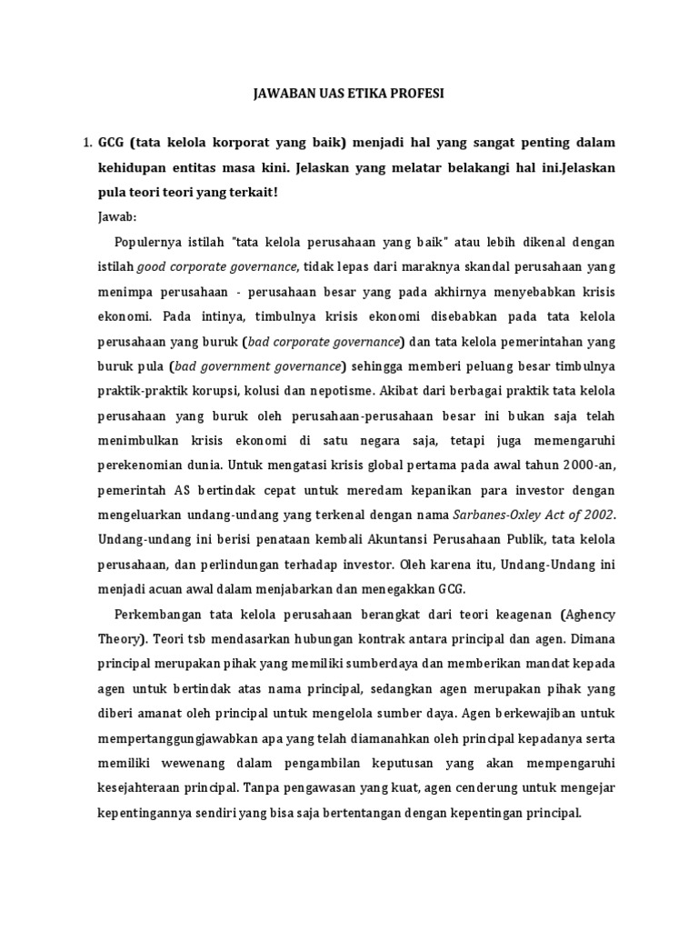 Jawaban Soal UAS Etprof | PDF | Bisnis