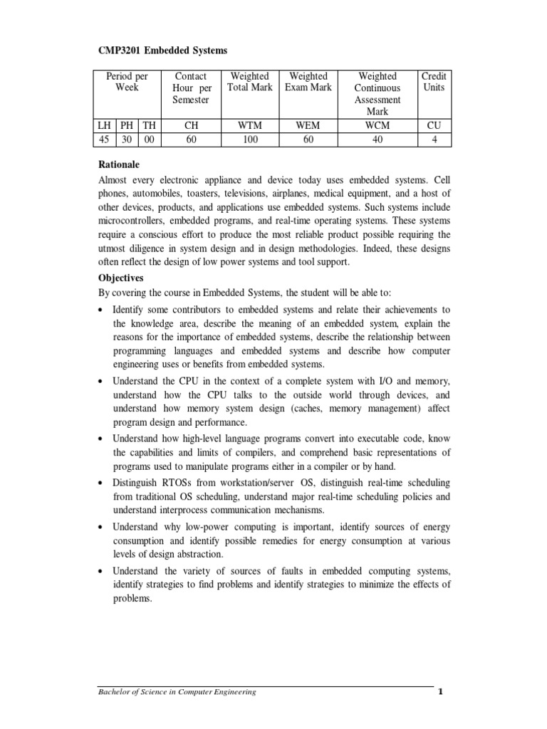 CMP3201 Embedded Systems | PDF | Embedded System | Central Processing Unit