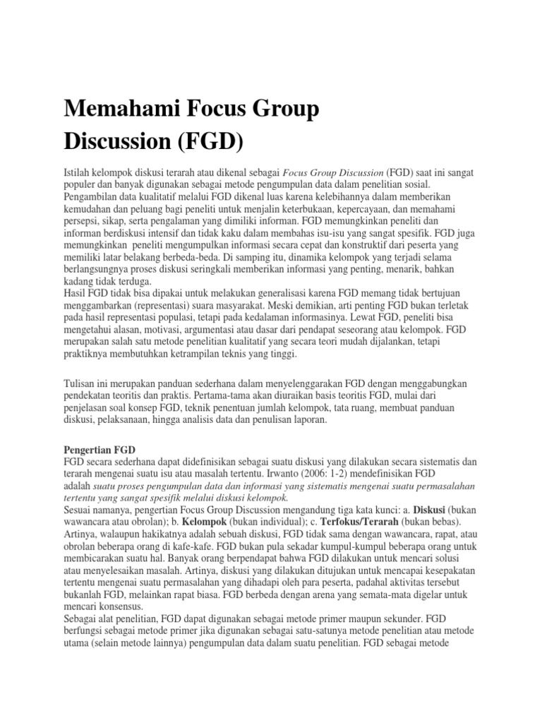 Memahami Focus Group Discussion | PDF
