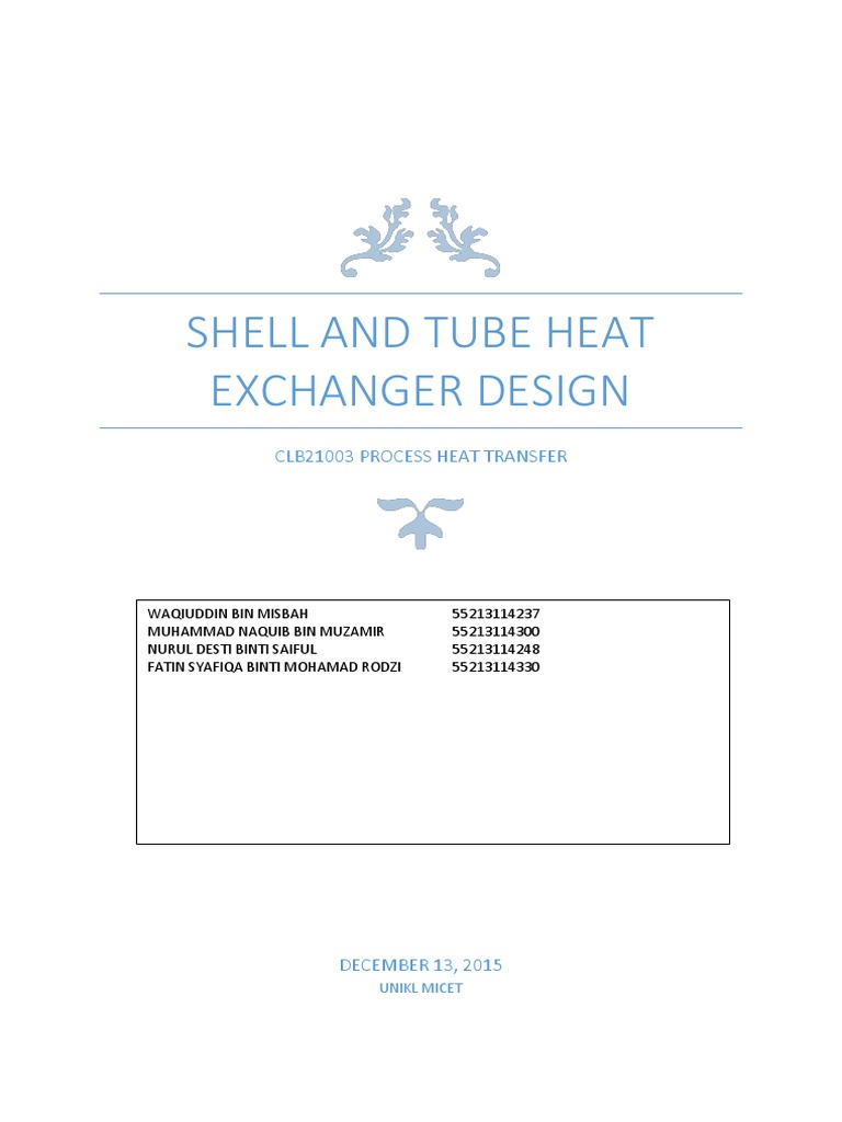 Shell and Tube Heat Exchanger Design | PDF | Heat Exchanger | Steel