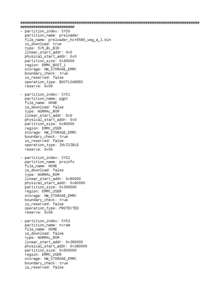 MT6580 Android Scatter File Details | PDF | Filename | Information Science
