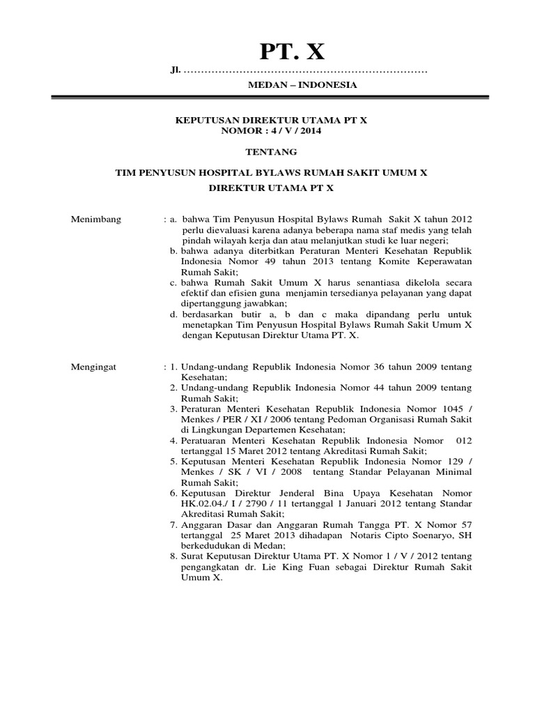 SK Tim Penyusun HBL 2014 | PDF