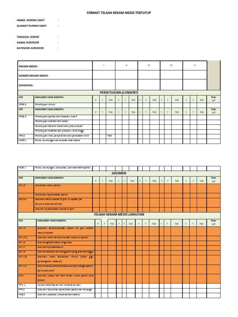 Format Telaah Rekam Medis Tertutup | PDF