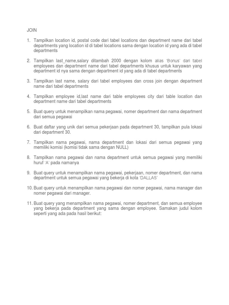 Soal Latihan JOIN | PDF