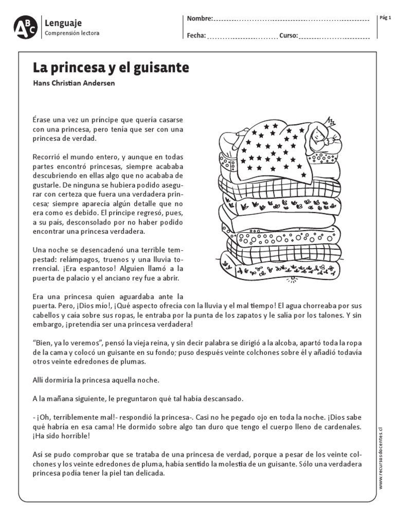 Resumen del cuento "La princesa y el guisante" | PDF | Verdad | Ocio