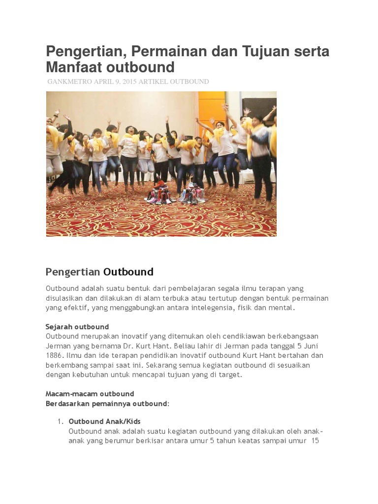Pengertian dan Tujuan Outbound | PDF