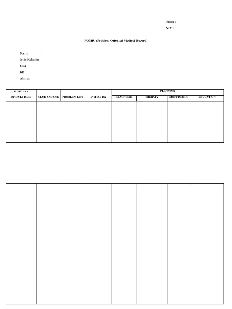 Nama: Nim:: Nama: Jenis Kelamin: Usia: BB: Alamat | PDF