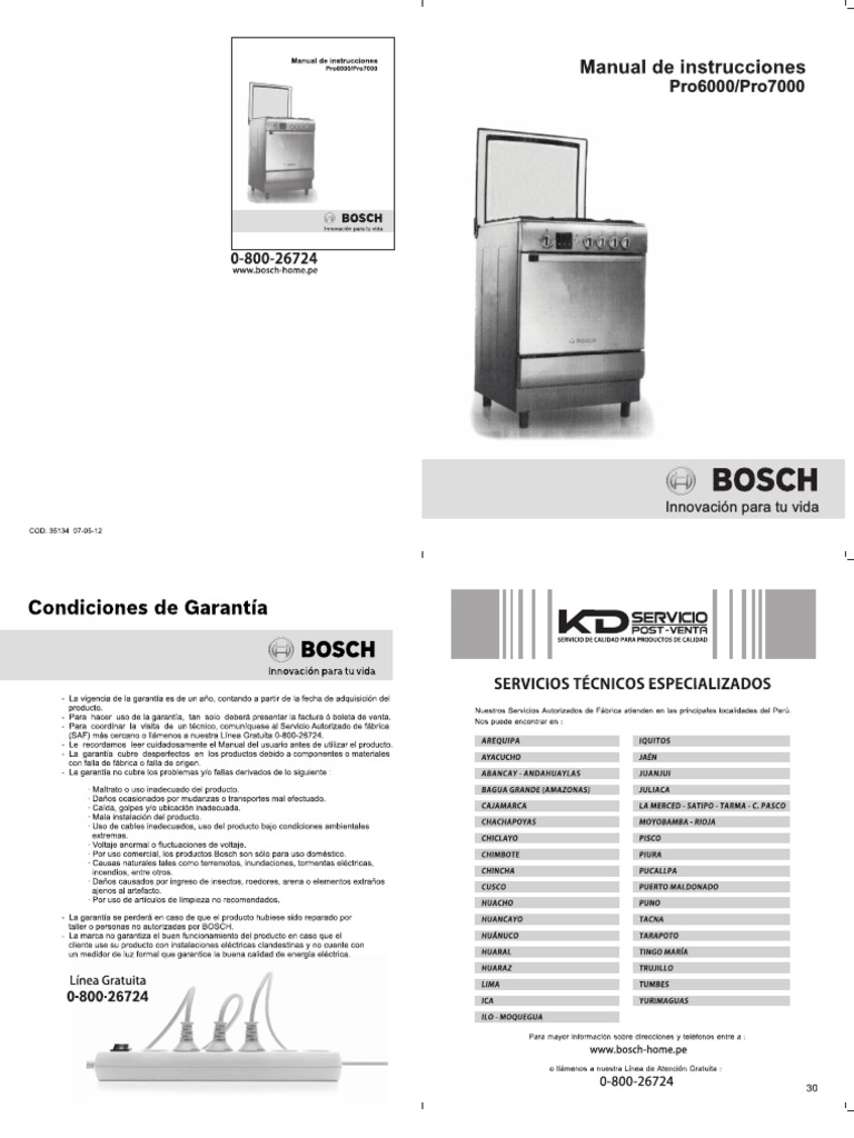 MANUAL COCINA BOSCH PRO 6000 - 7000.pdf | Estufa de cocina | Botella ...