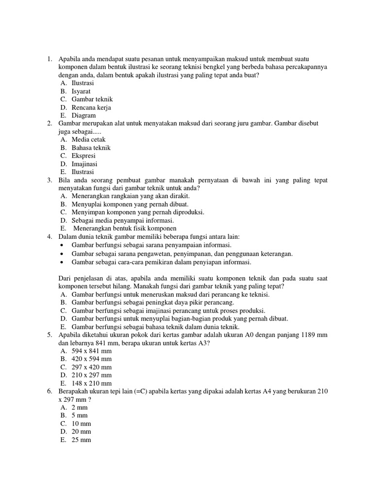 Soal Pilihan Ganda Gambar Teknik Dan PDO | PDF