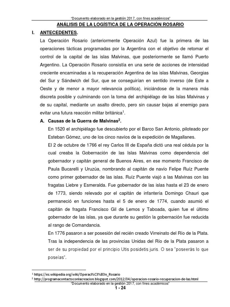 Análisis de la Operación Rosario | PDF | Islas Malvinas | Militar