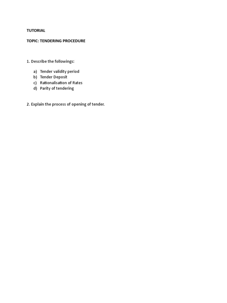 Tendering Process Guide | PDF | Technology & Engineering