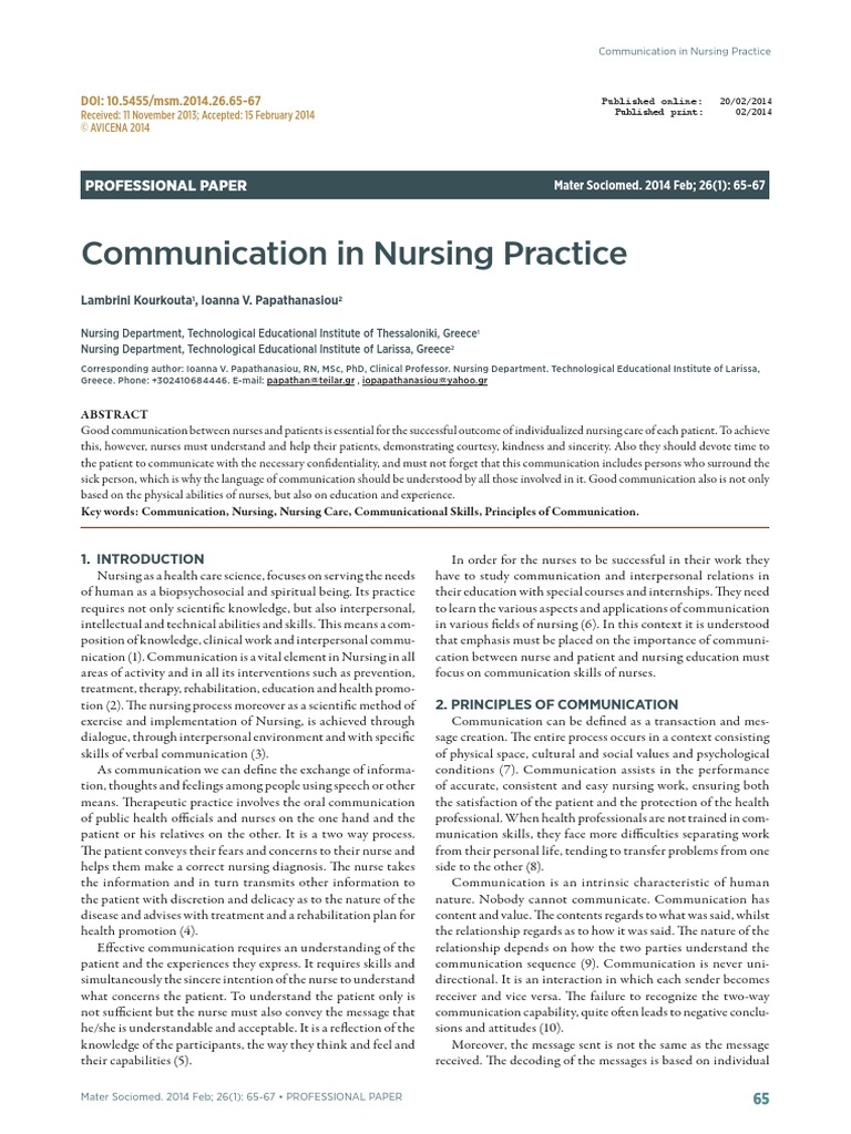 Communication in Nursing Practice | PDF | Nursing | Nonverbal Communication