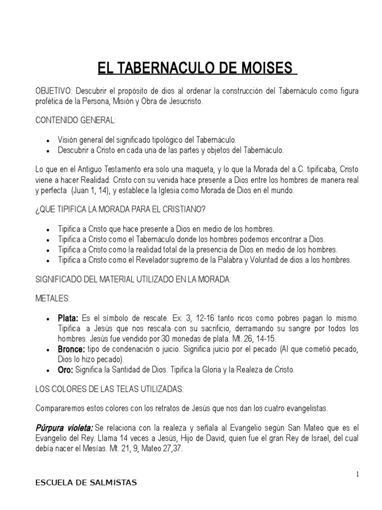 El Tabernaculo de Moises | PDF | Cristo (título) | eucaristía
