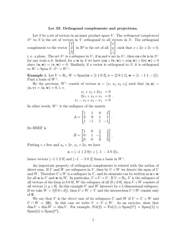 Lec 33 | PDF | Basis (Linear Algebra) | Linear Subspace