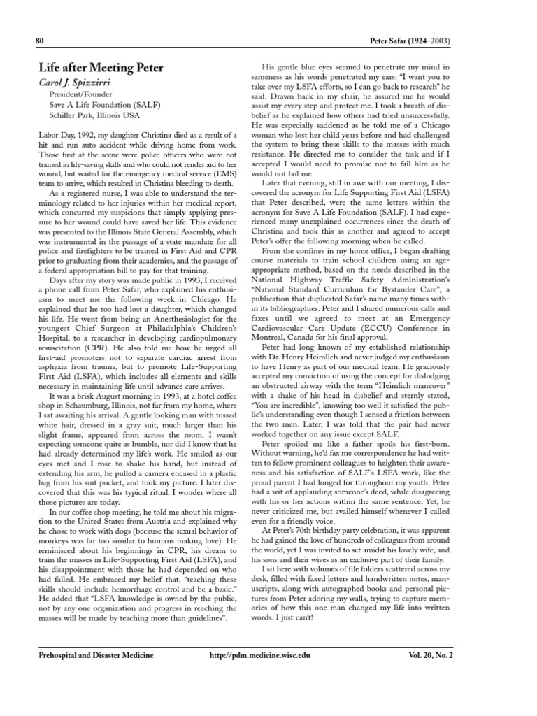 "Life After Meeting Peter (Safar) " by Carol Spizzirri, Save-A-Life ...