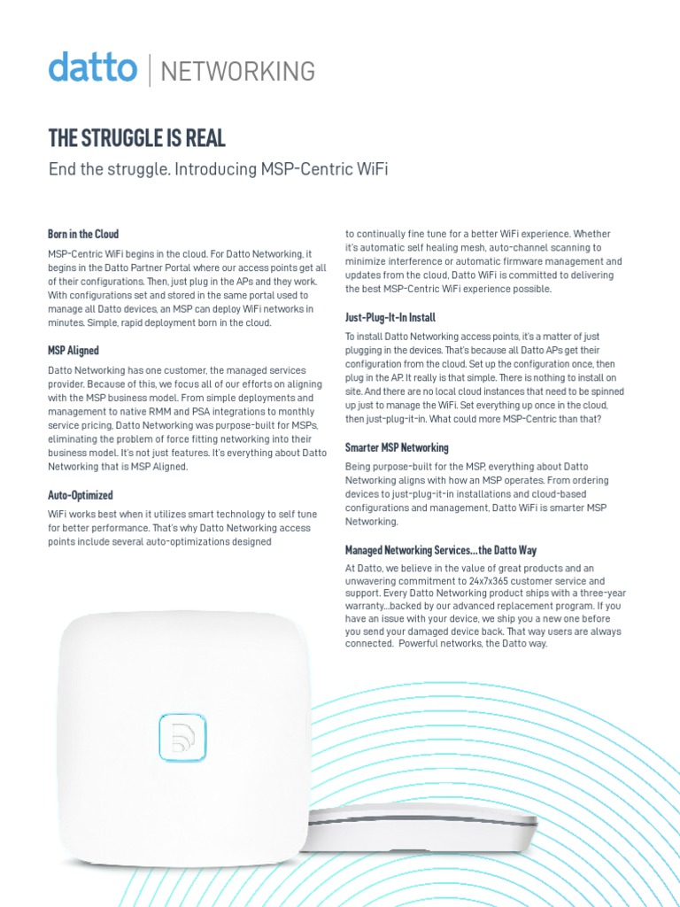 Datto Networking WiFi Datasheet | PDF | Ieee 802.11 | Cloud Computing