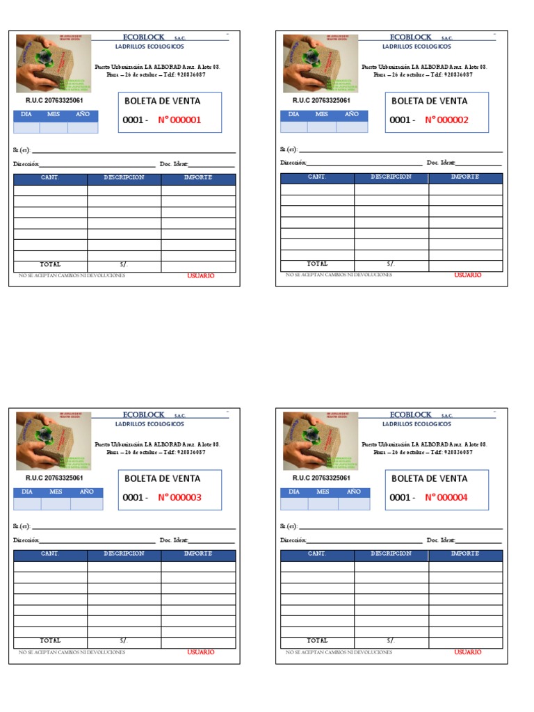 Boletas-De-Venta Horizontal | PDF