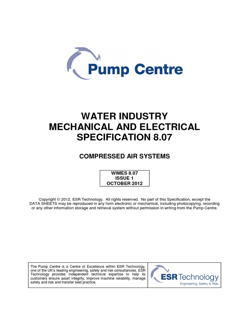 Pump Centre - Water and Industry Mechanical Electrical Specification 8. ...