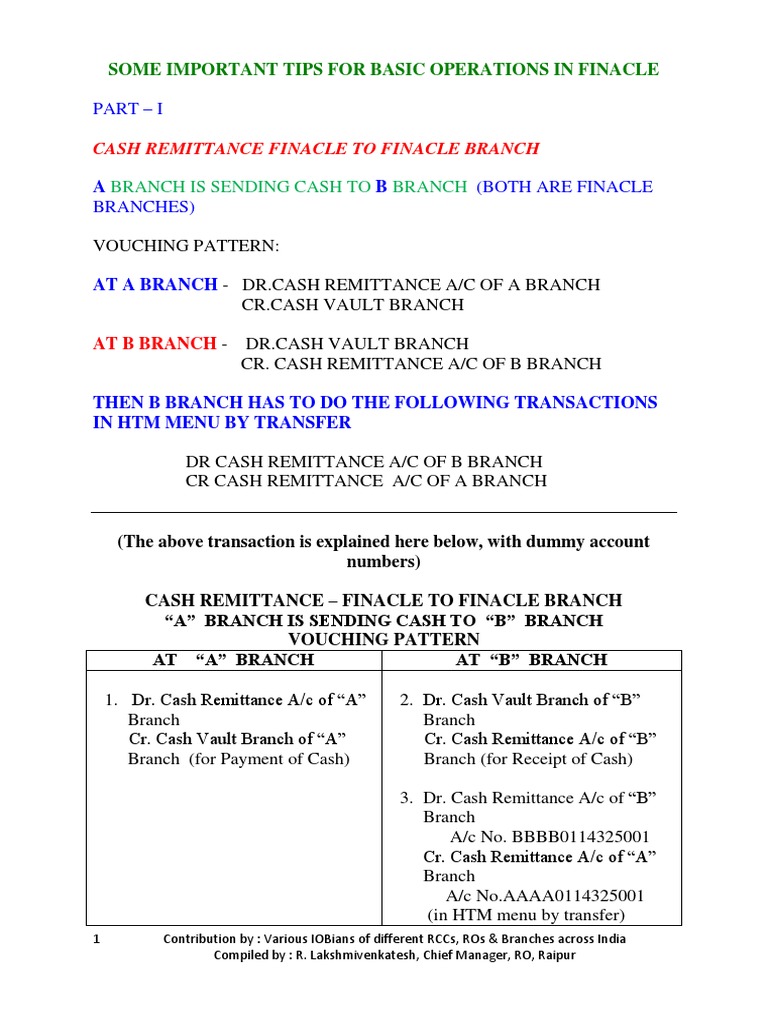 Finacle Menu & Commands - Basic Reference Guide | PDF | Cheque | Debits ...