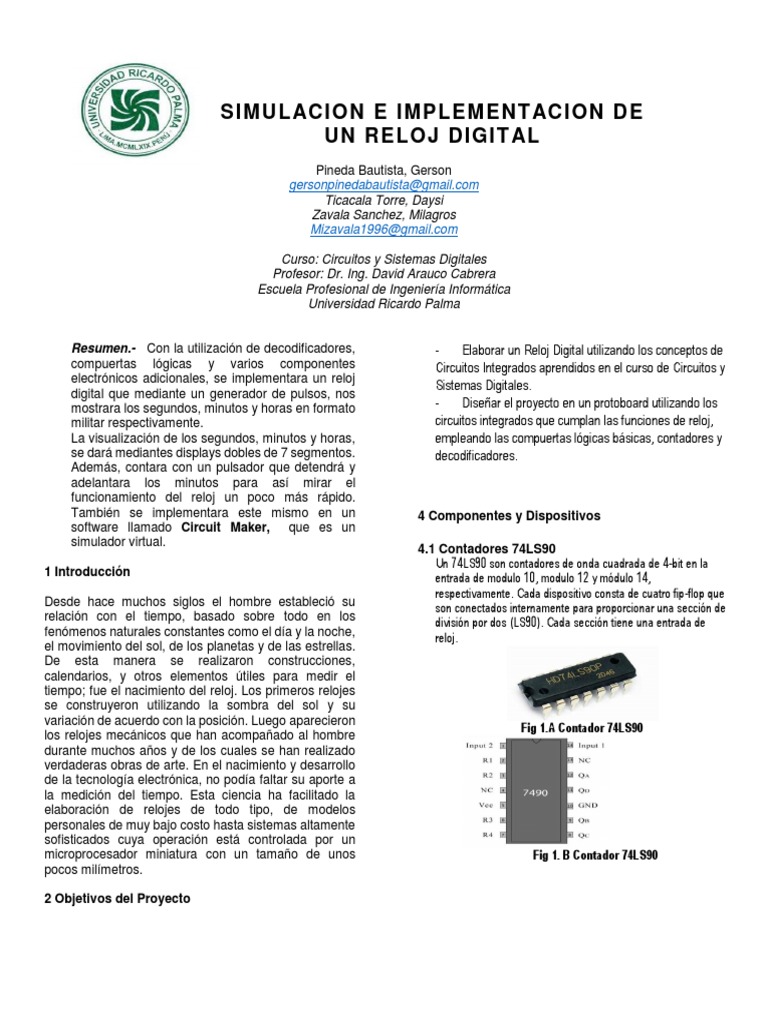 Formato Paper Reloj Digital | PDF | Reloj | Circuito integrado