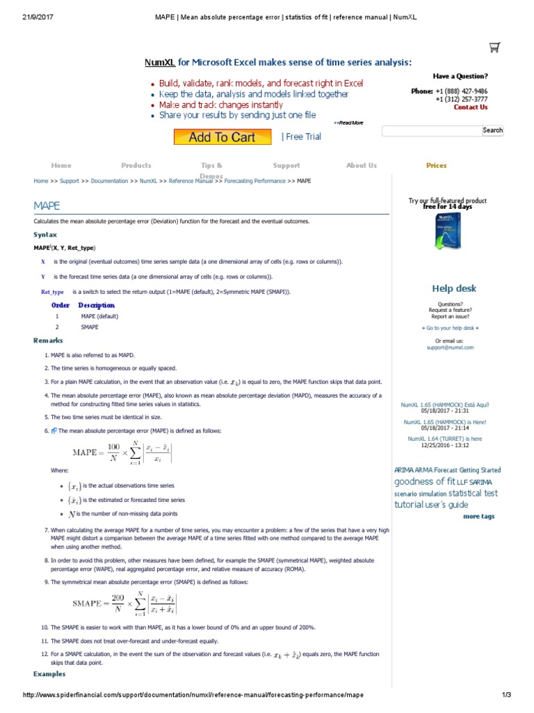 MAPE - Mean Absolute Percentage Error - Statistics of Fit - Reference ...