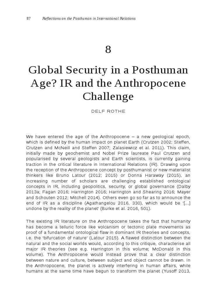 Global Security in A Posthuman Age Inter | PDF | Anthropocene | Philosophical Movements