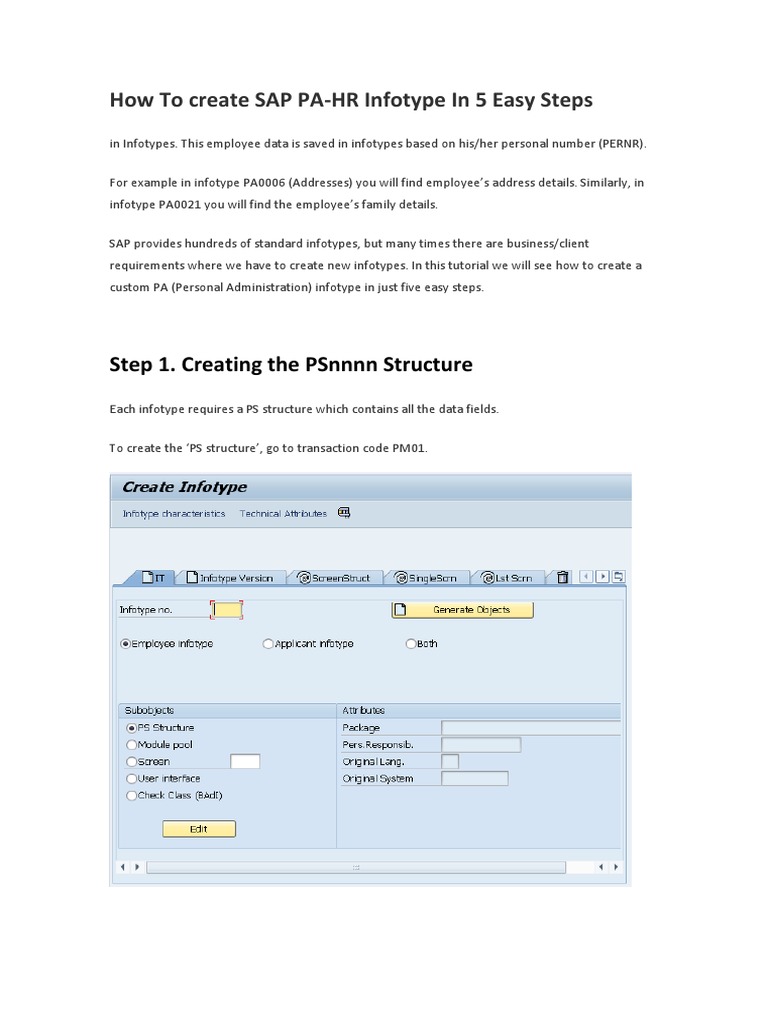 How To Create SAP PA-HR Infotype | PDF | Databases | Information Retrieval