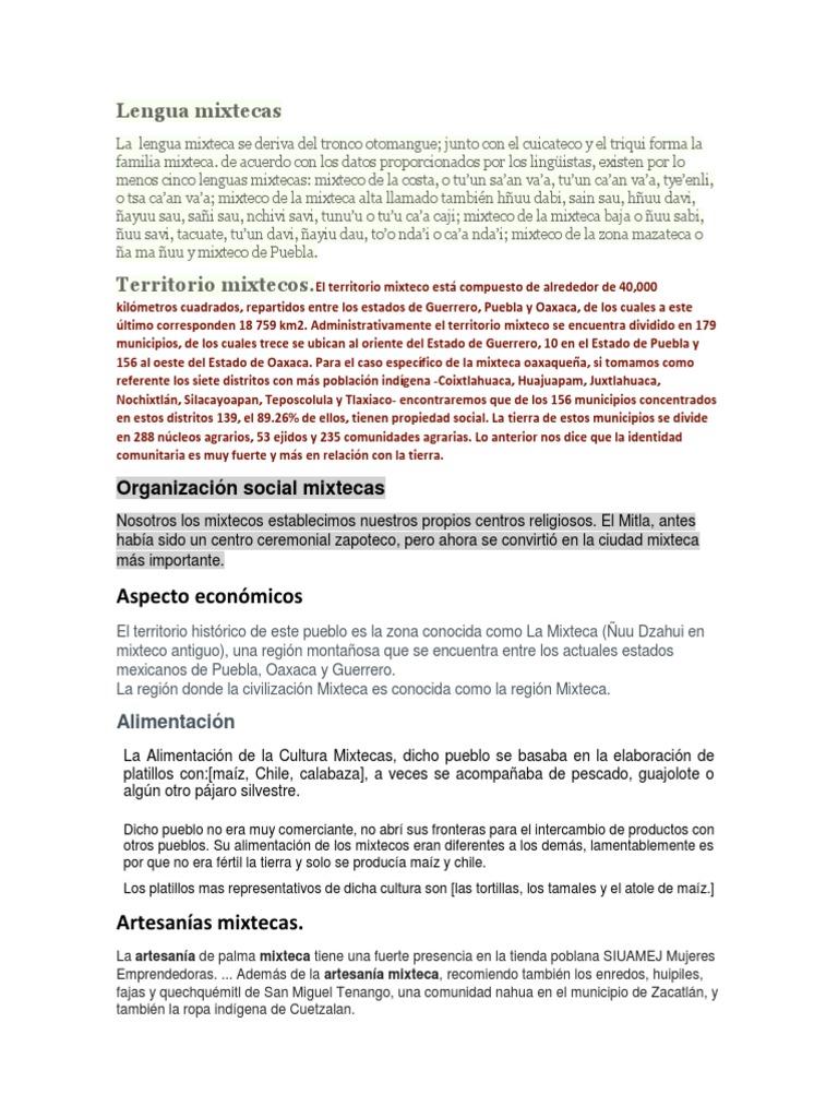 Lengua Mixtecas | PDF | Folklore Mexicano | Cultura de las Americas