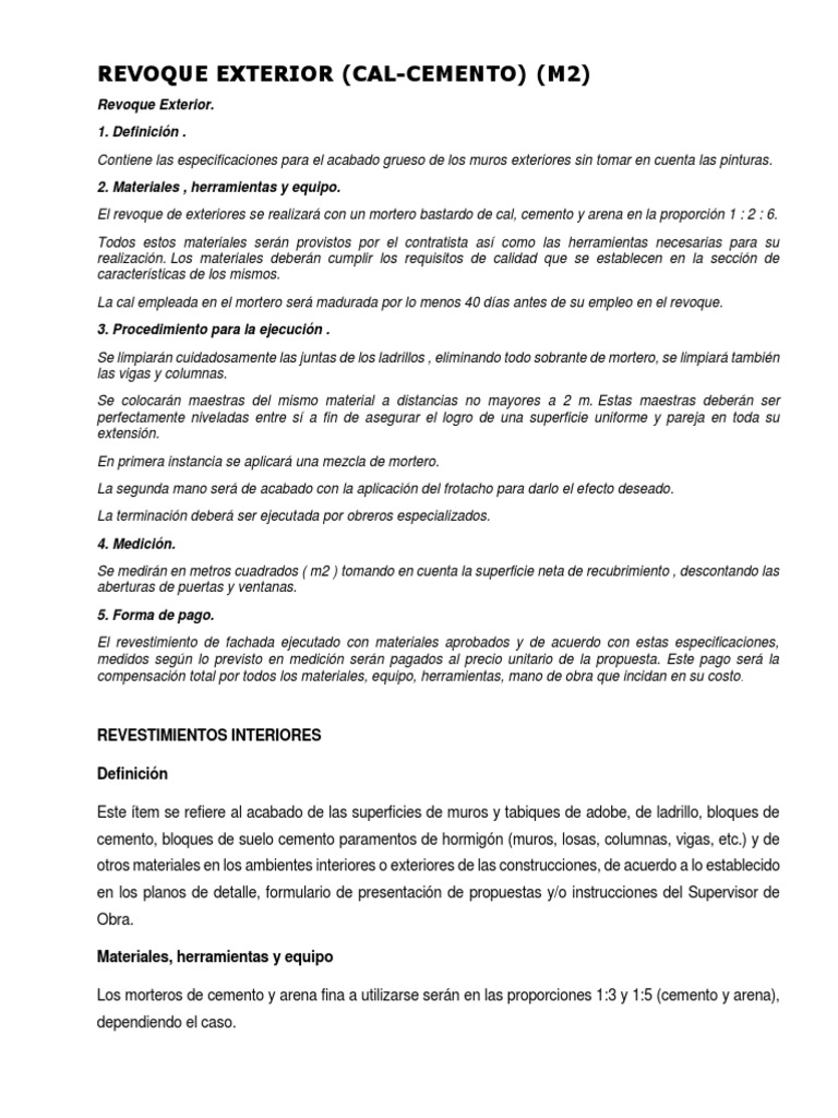 Revoque Exterior | PDF | Cemento | Cerámica
