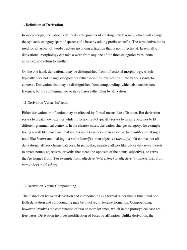 Definition of Derivation | PDF