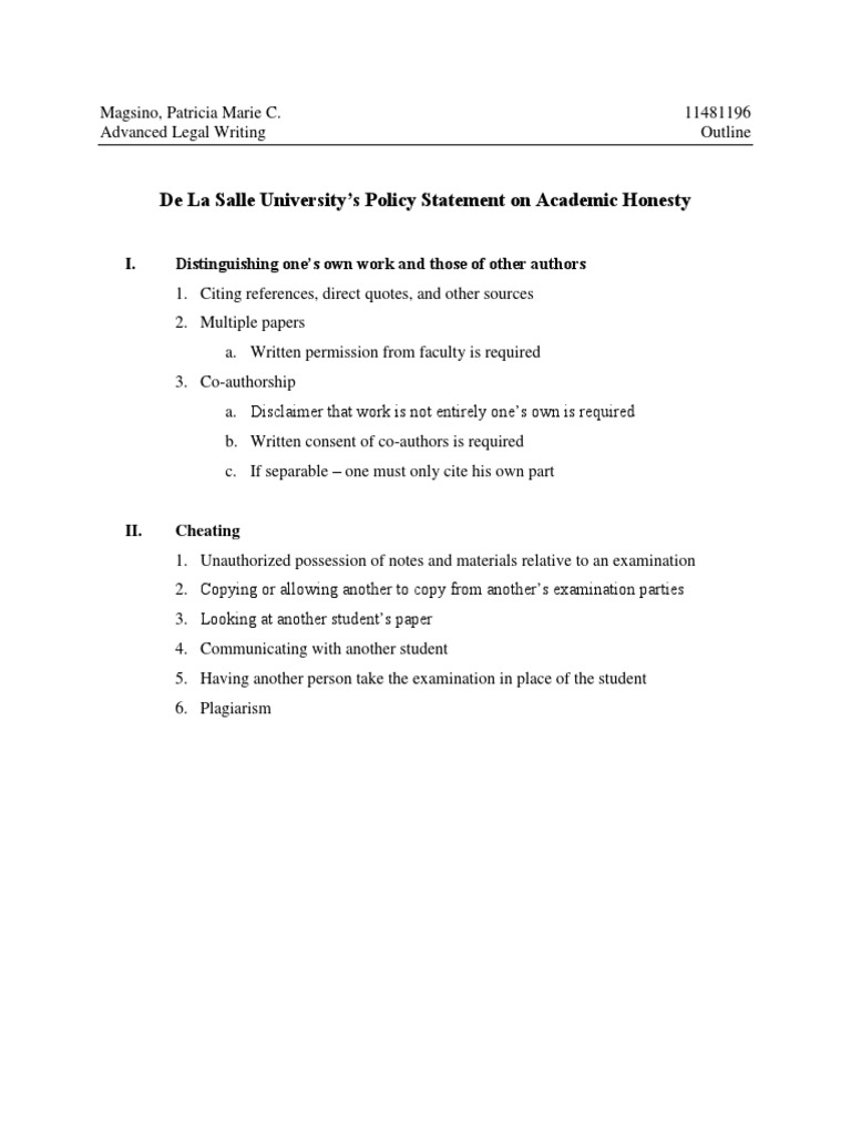 DLSU and Harvard Outlines | PDF