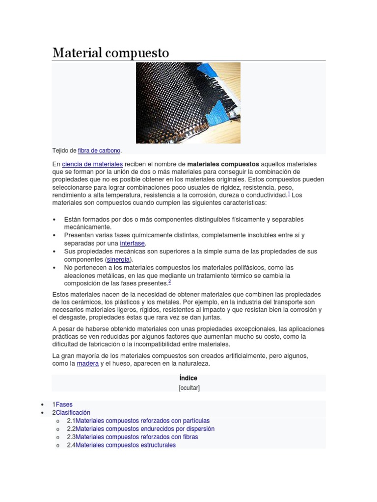 Material Compuesto | PDF | Material compuesto | Química