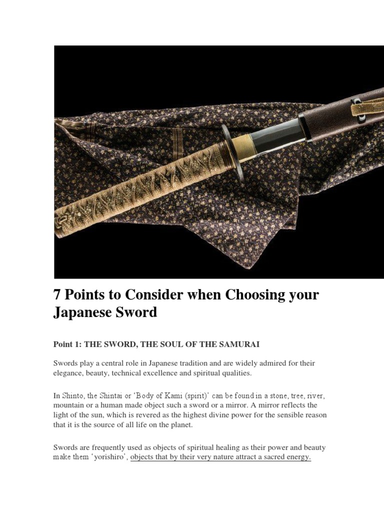 7 Points To Consider When Choosing Your Japanese Sword | PDF | Samurai | Sword
