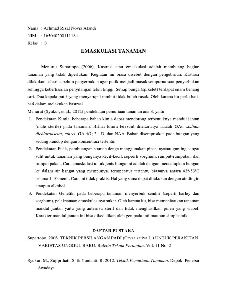 Pemultan Emaskulasi | PDF