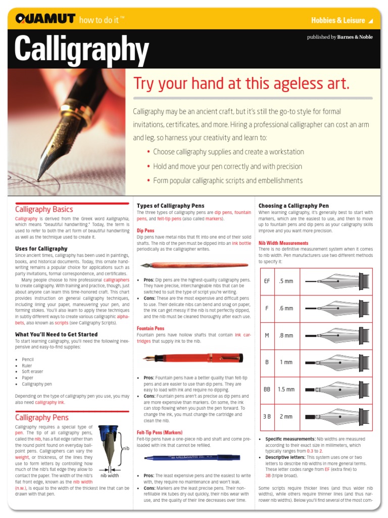 Calligraphy PDF | Download Free PDF | Calligraphy | Pen